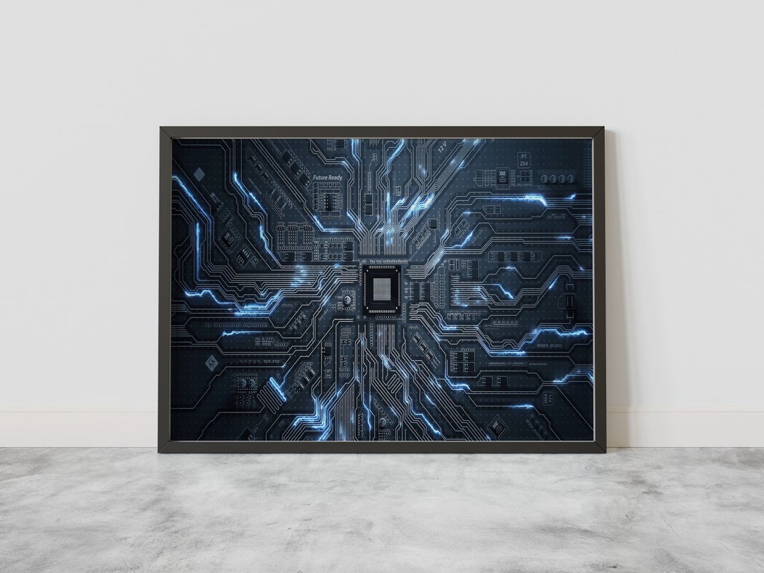 Computer Science Wall Decor, Electronic Wall Art, Extra Large Canvas, Chip Wall Print, Hardware ...