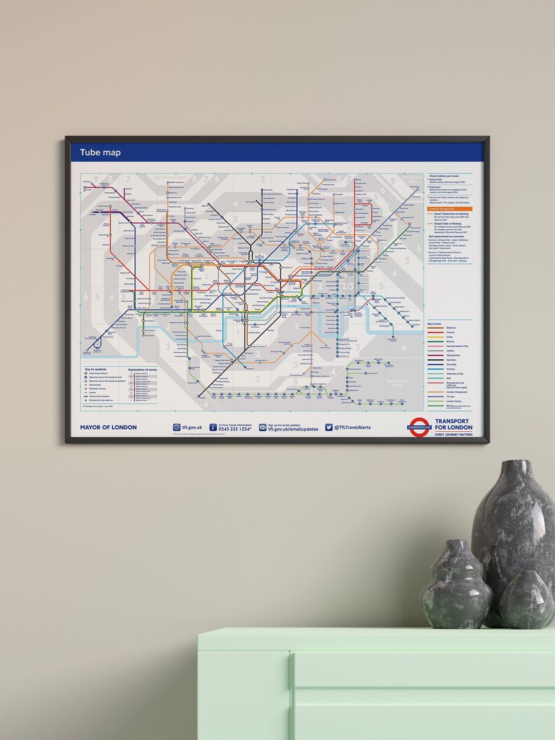 Navigate London's Charm: London Tube Map Canvas Print Underground Art ...