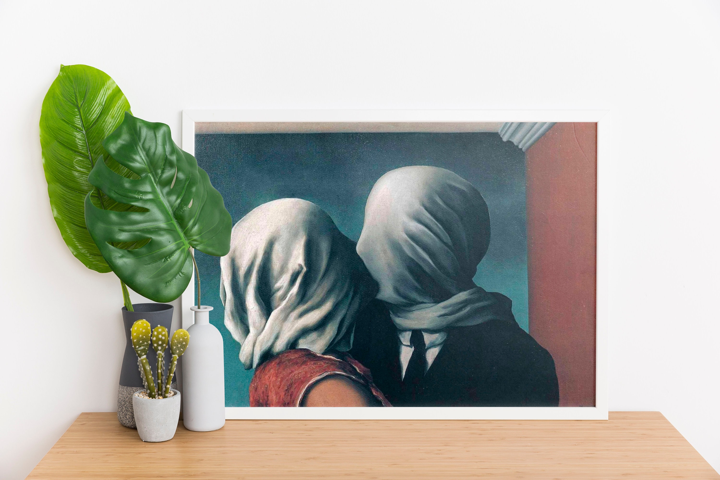 Rene Magritte the Lovers Kissing Poster, Reproduction Canvas Art ...