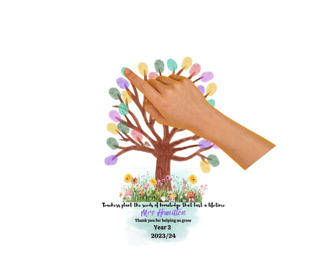 Fingerprint Tree Teacher Gift, Instant Download Diy Gift, Thank You ...