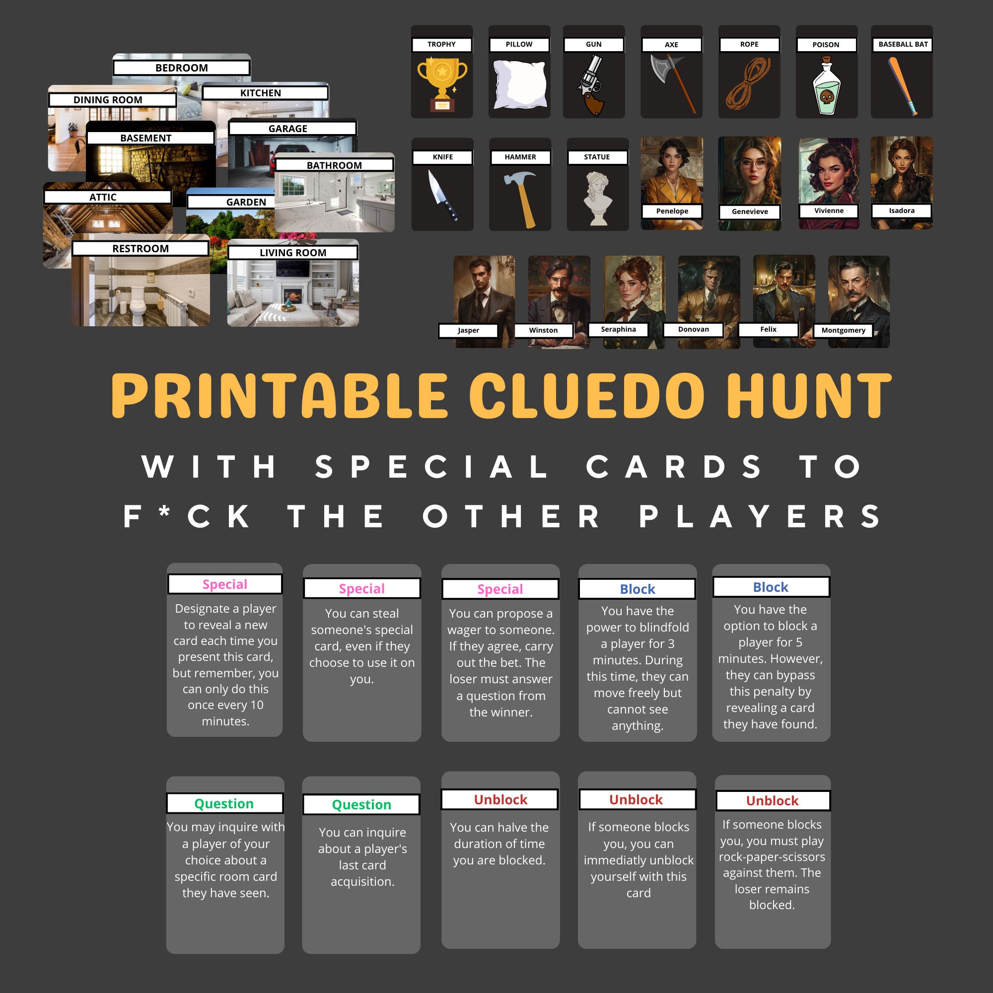 Printable Cluedo Hunt - Etsy