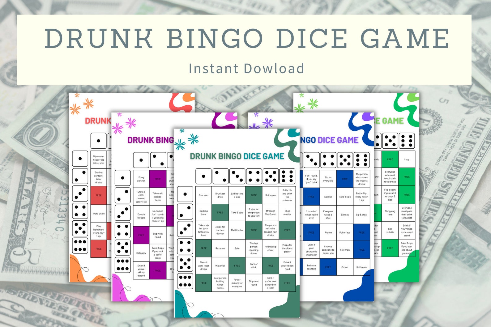 Printable Drunk Bingo Dice Game - Etsy