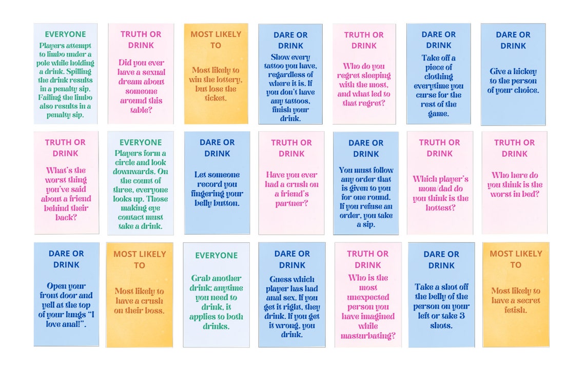 Printable Drinking Cards - Etsy