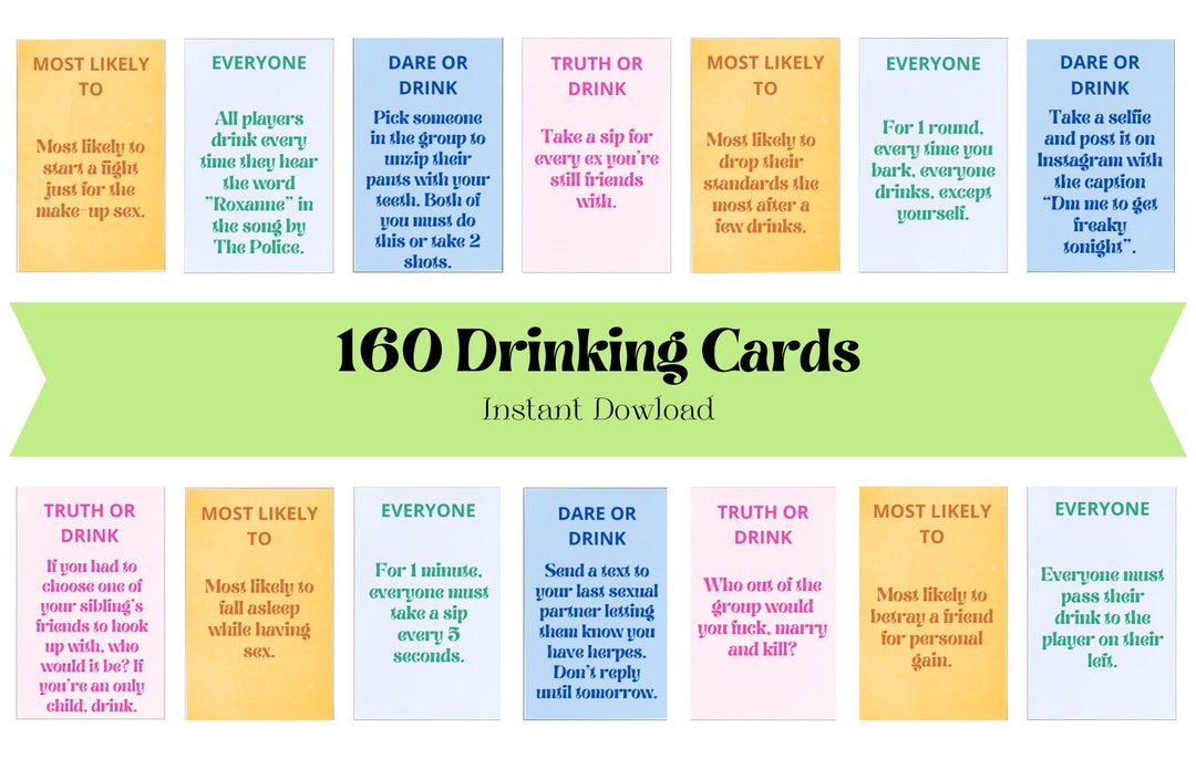 Printable Drinking Cards - Etsy