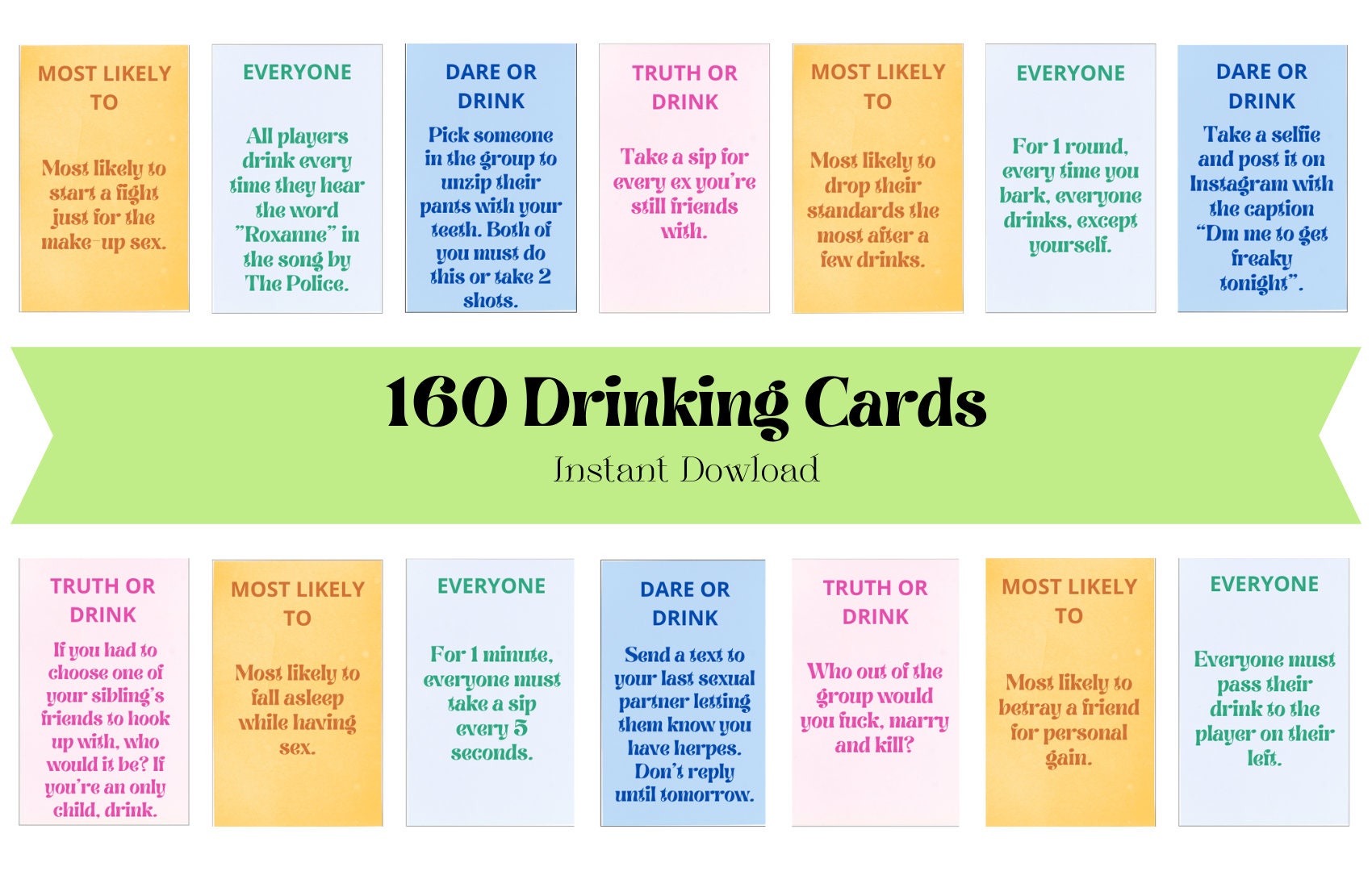 Printable Drinking Cards - Etsy