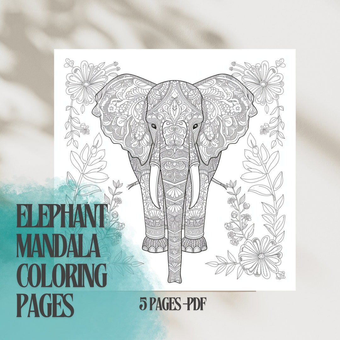 Elephant Mandala Coloring Pages- Elephant Page Gift - 5.coloring Pages ...