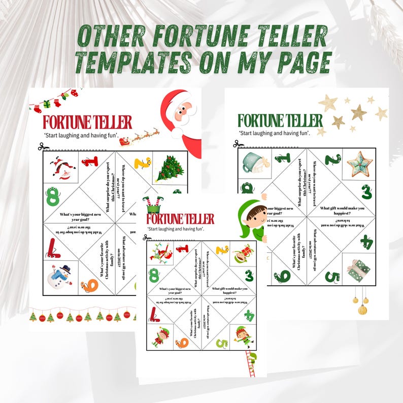 Christmas Fortune Teller-printable Christmas Cootie Catcher Dıgıtal ...
