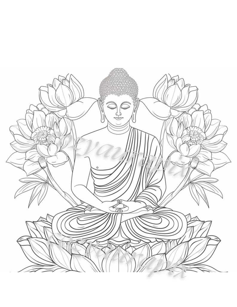 10 Buddha Coloring Pages ,buddhist Relaxing Art Activity for Adults ...