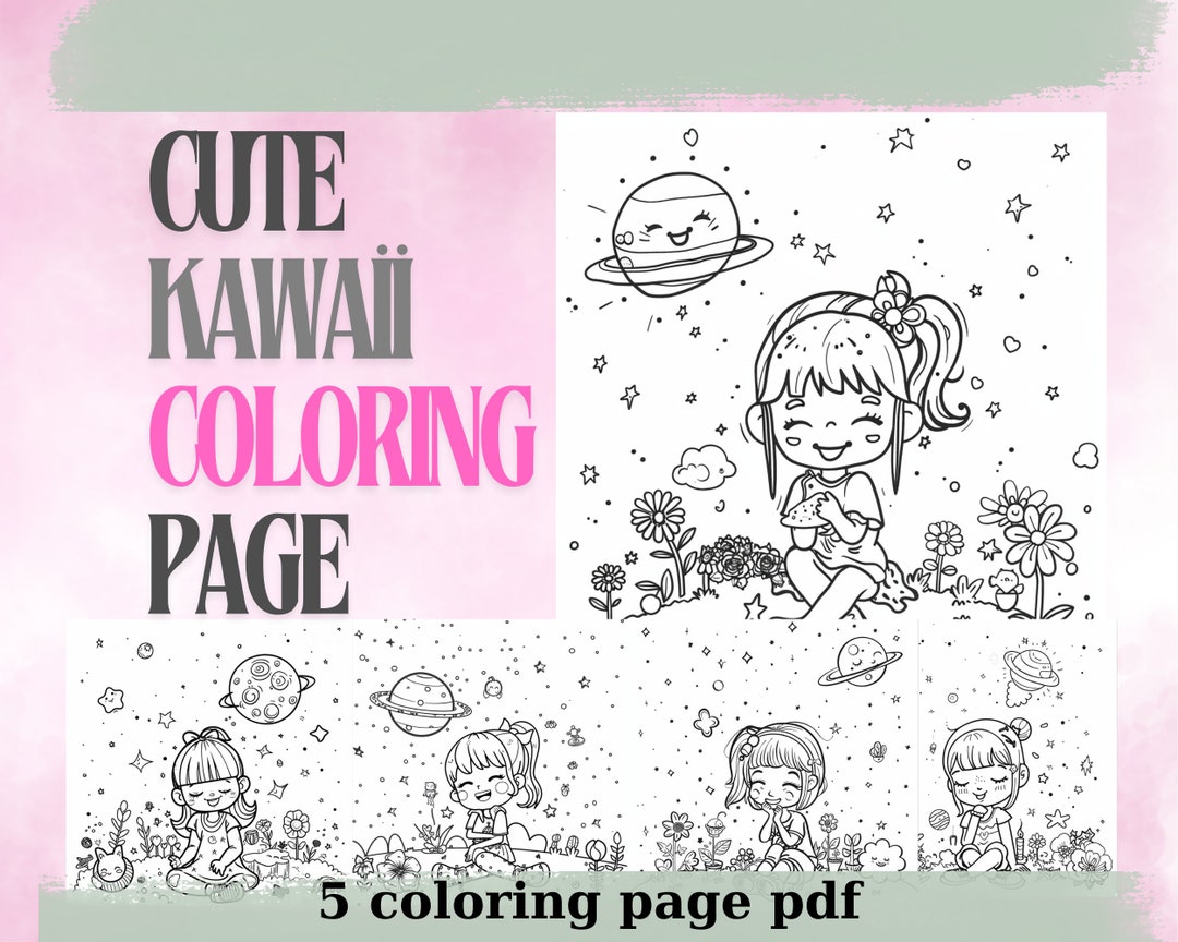 Cute Kawaii Girl Coloring Pages 5 Coloring Pages Kawaii Cute Coloring ...