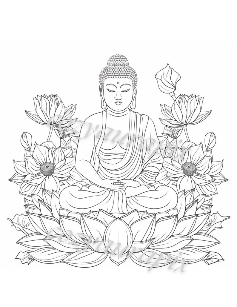 Buddha Coloring Pages, Relaxing Art, Mindfulness Exercise (PDF) - Etsy