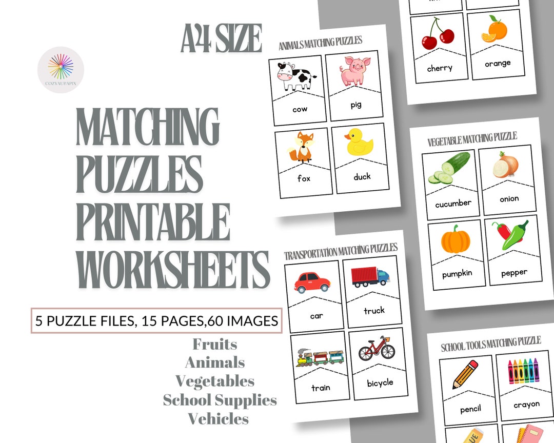 Matching Puzzle Printable Worksheets Homeschool Activity-pre-school ...