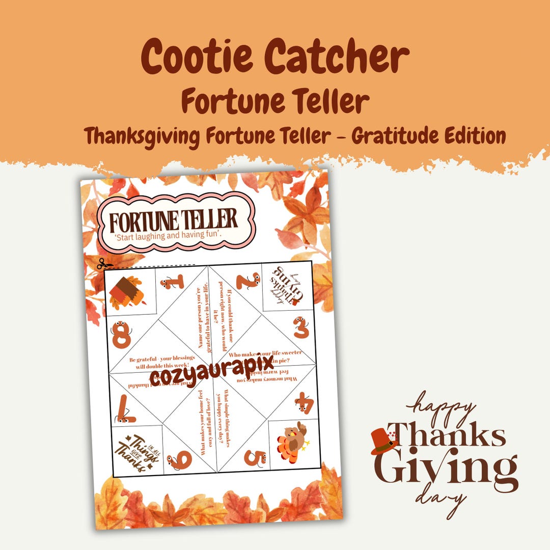 Thanksgiving Fortune Teller - Printable Family Game (PDF) - Etsy