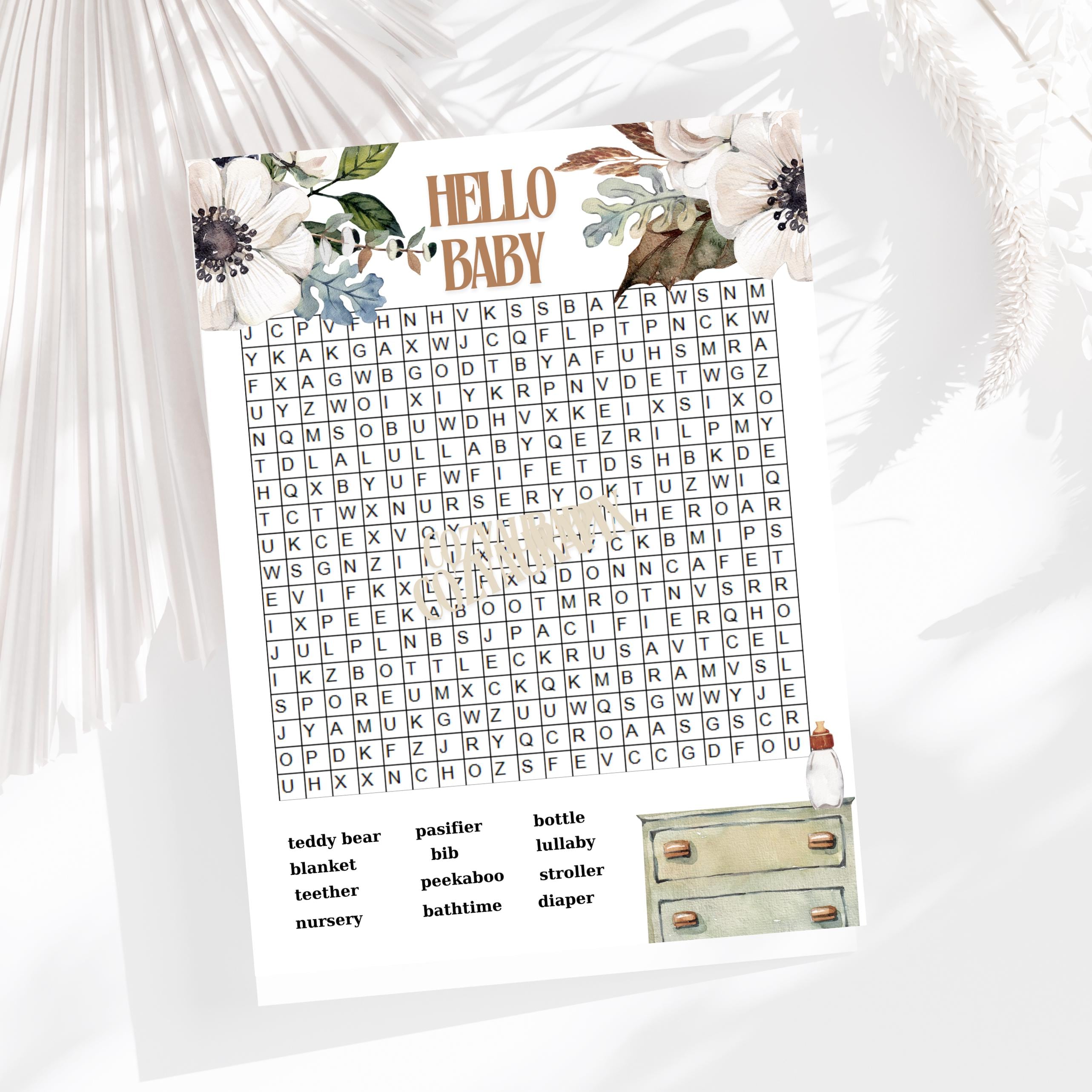 Baby Shower Word Search Game- Mom to Be Word Hunt-baby Shower Word Hunt ...