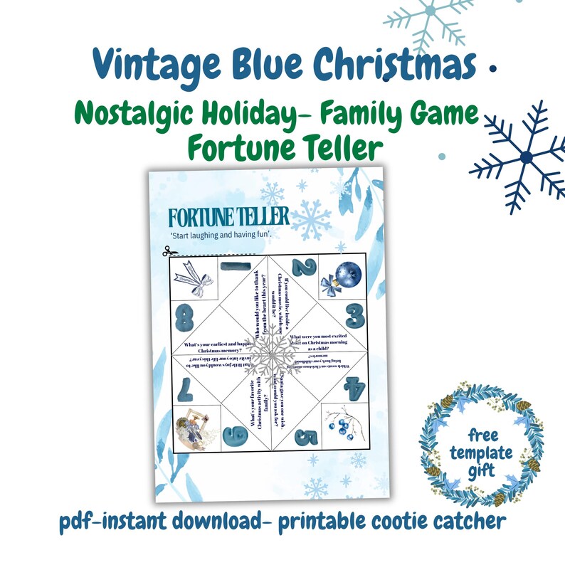 Printable Christmas Fortune Teller Game: Nostalgic Holiday Activity ...