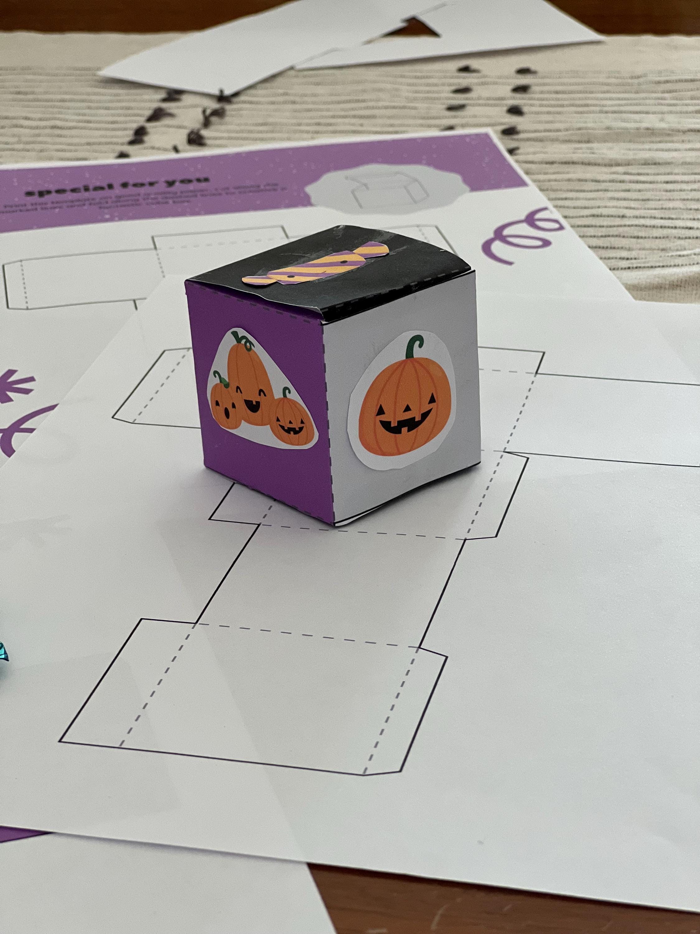 Halloween Cube Box Template,halloween Themed Square Box-printable Diy ...