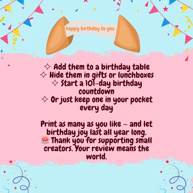 Birthday Fortune Cookie Messages: Printable Joy, Inspiring Affirmations ...