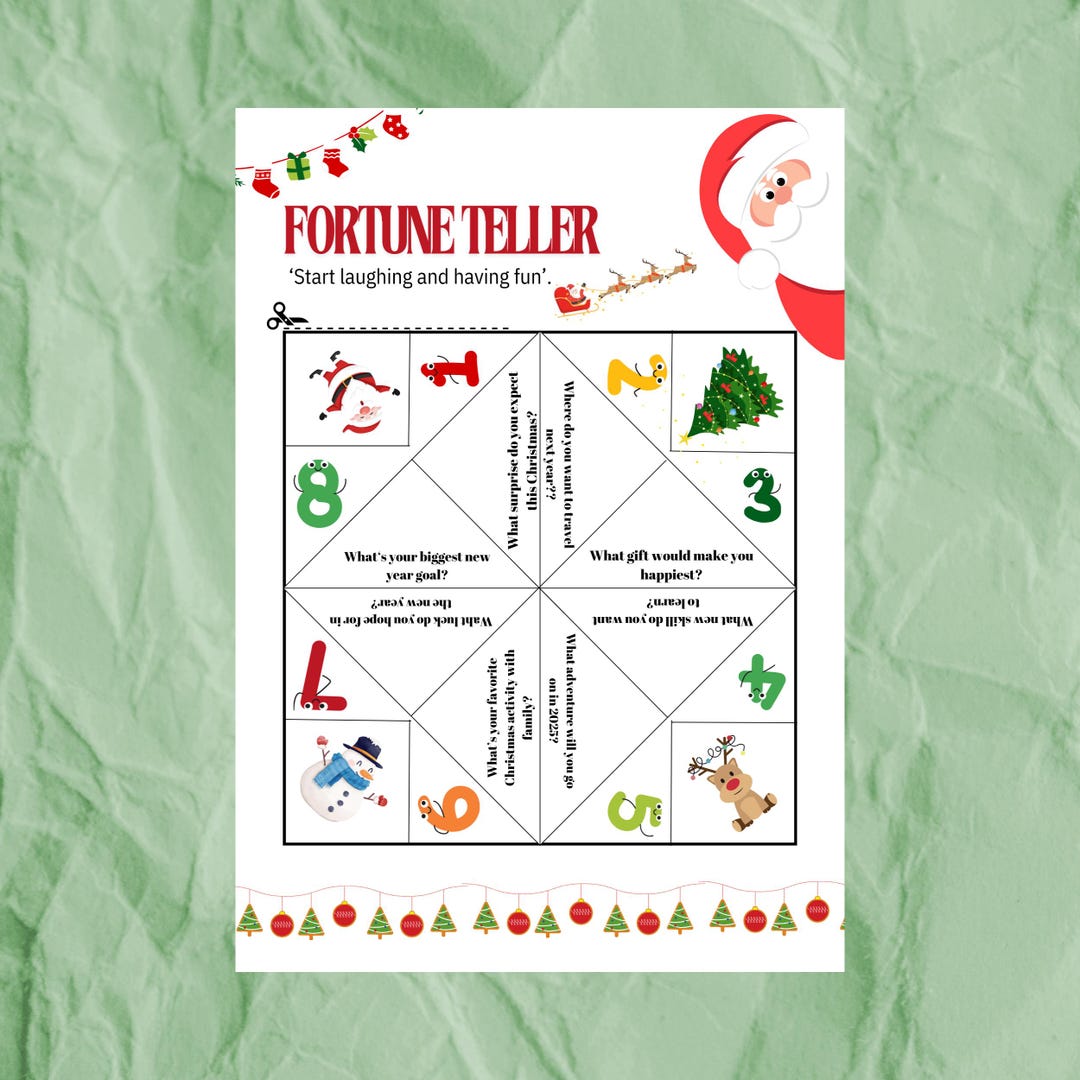 Christmas Fortune Teller-printable Christmas Cootie Catcher - Dıgıtal ...