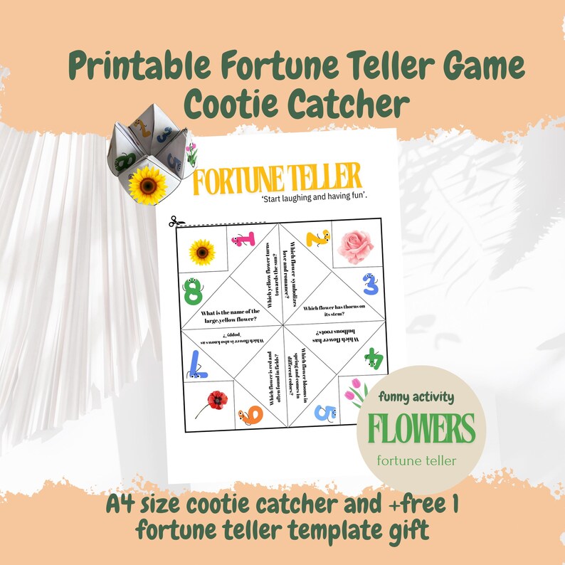 Printable Flower Fortune Teller, Cootie Catcher Game (PDF) - Etsy