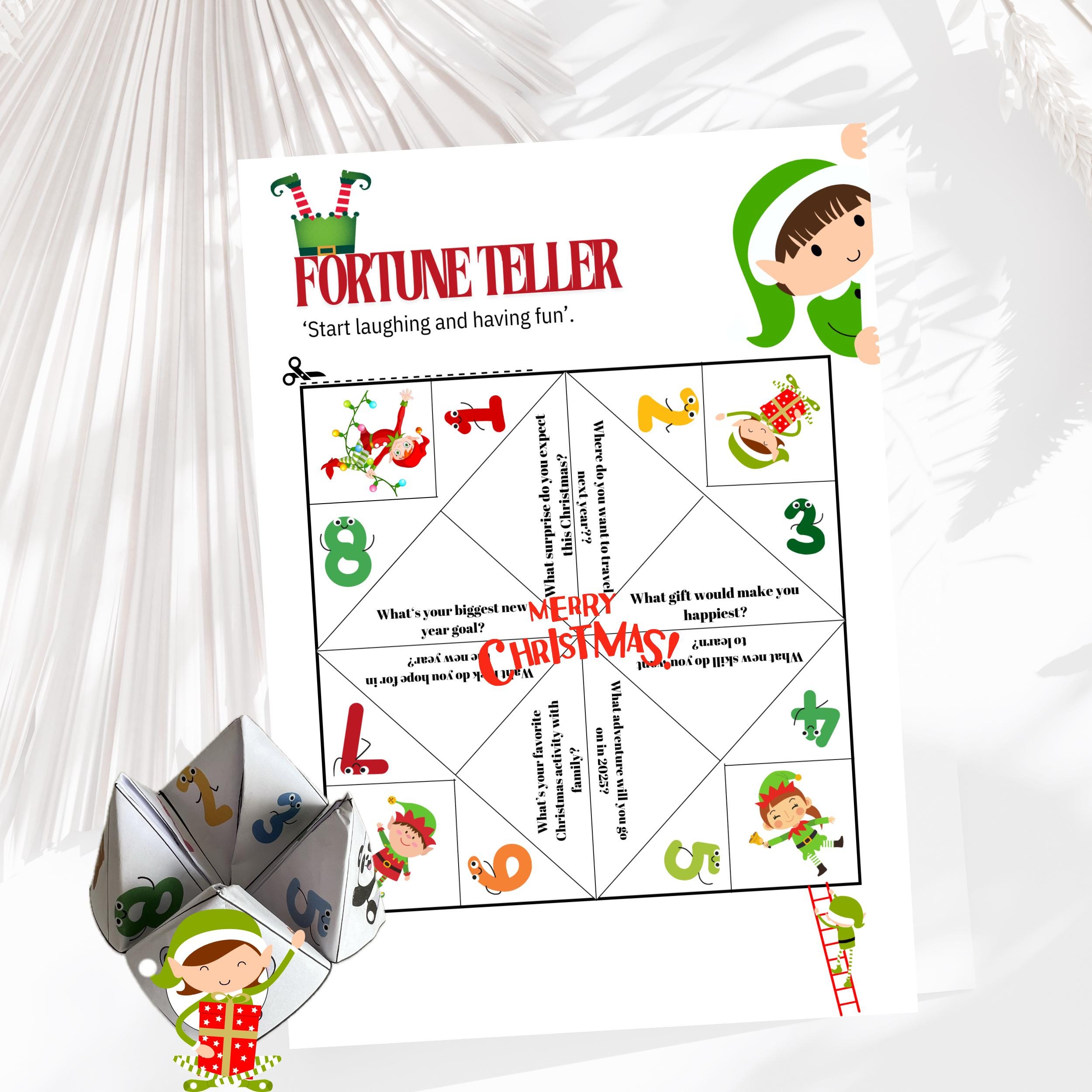 Christmas Cootie Catcher-printable ELF Fortune Teller Origami Christmas ...