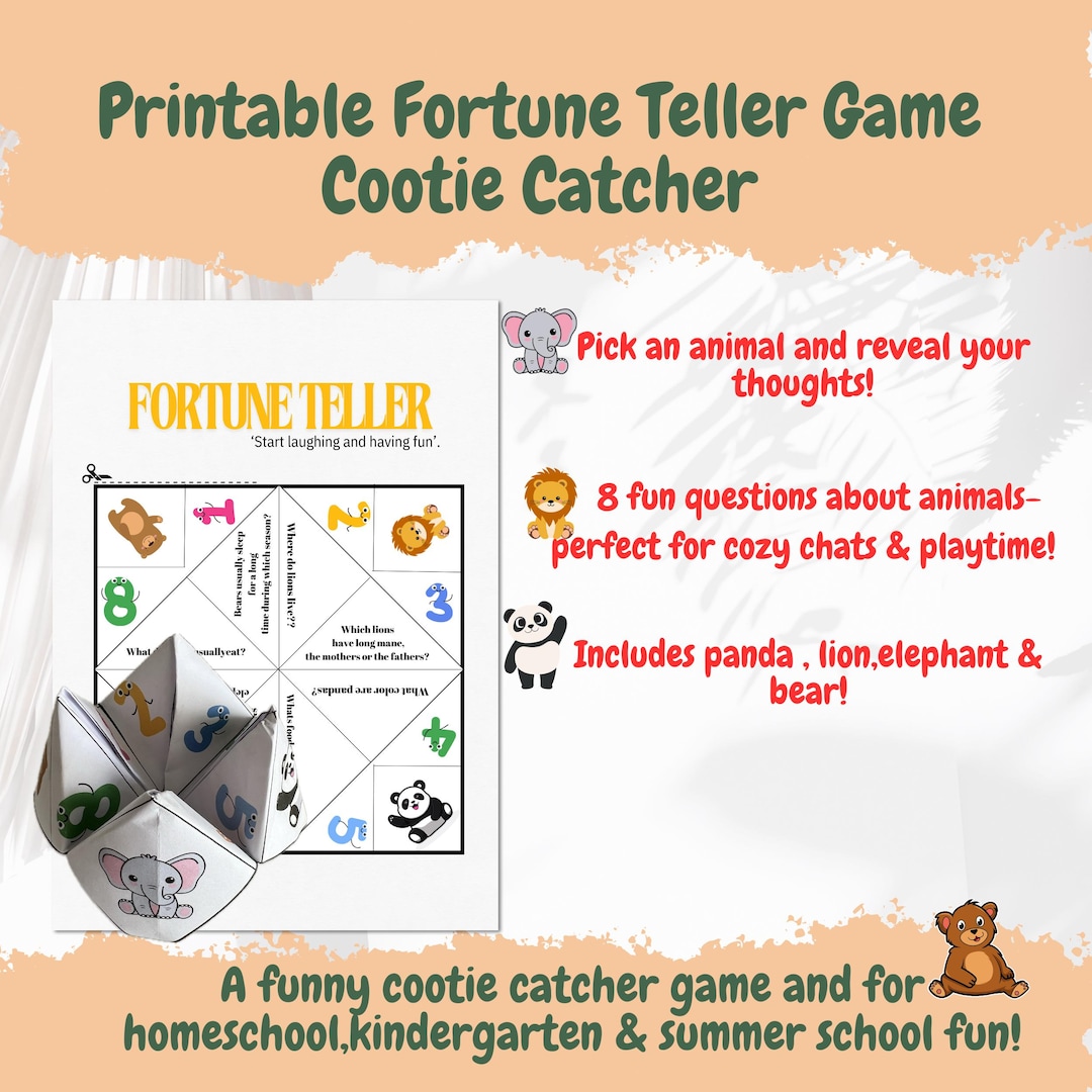 Fortune Teller Printable- Cootie Catcher Template, Homeschool Game ...