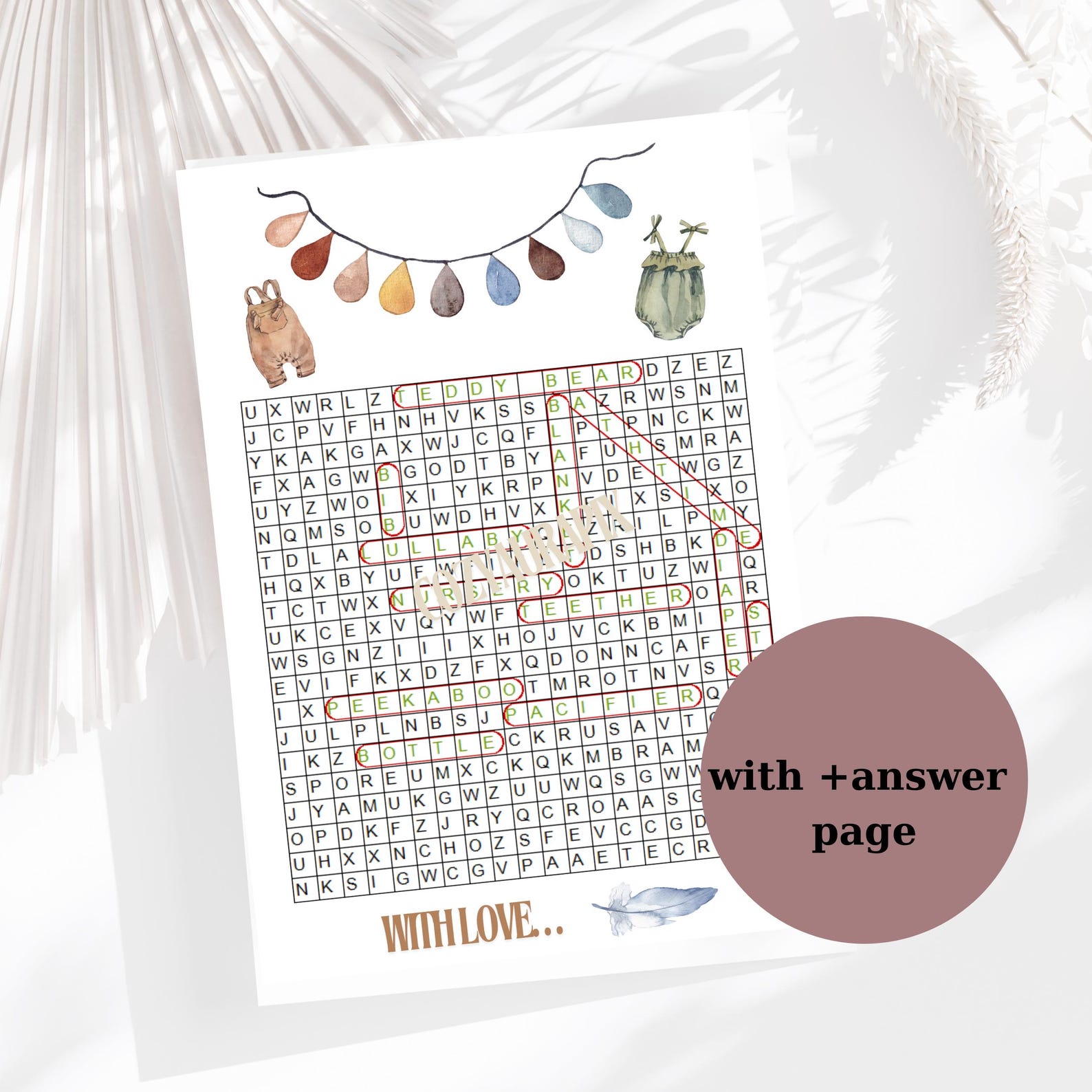 Baby Shower Word Search Game- Mom to Be Word Hunt-baby Shower Word Hunt ...