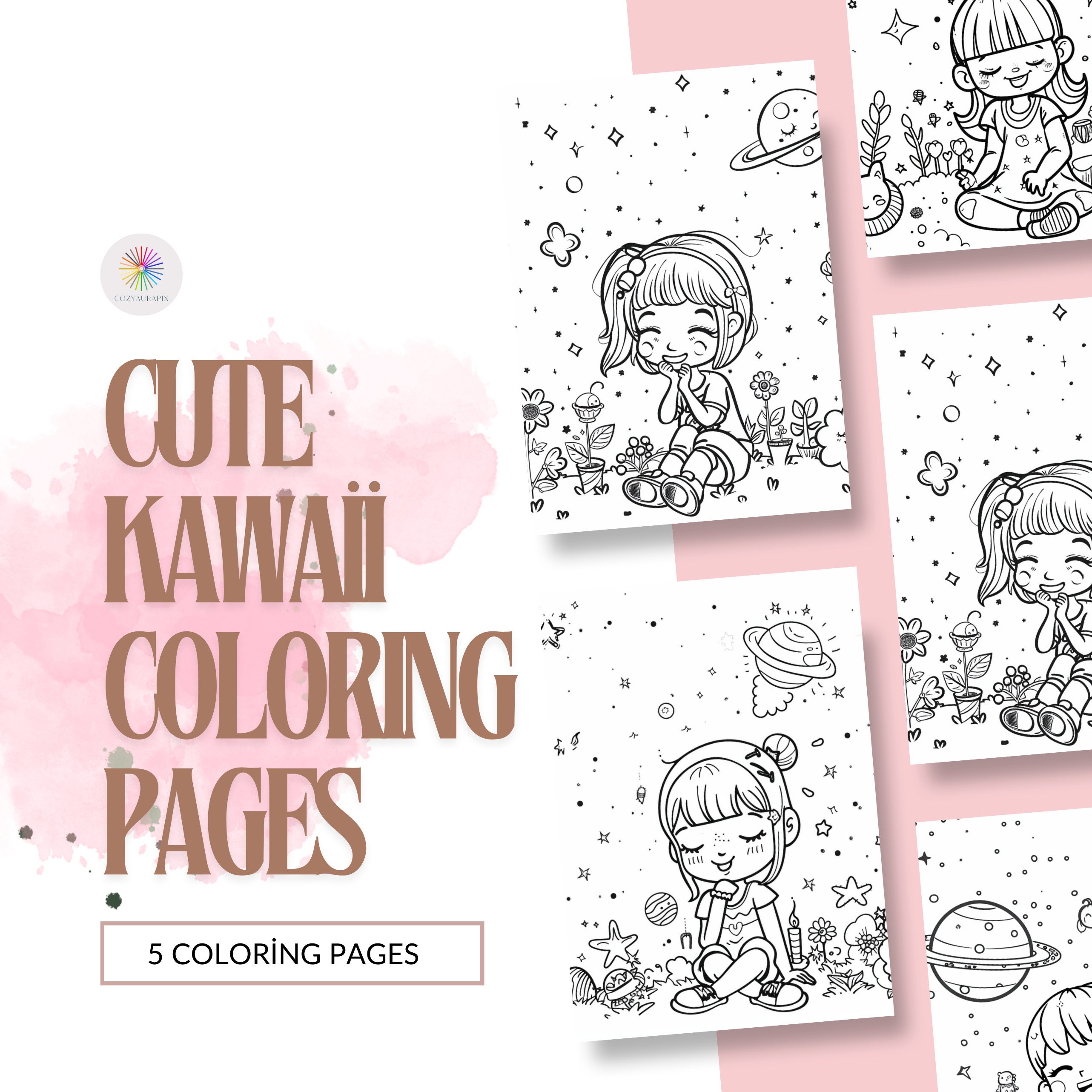 Cute Kawaii Girl Coloring Pages 5 Coloring Pages Kawaii Cute Coloring ...