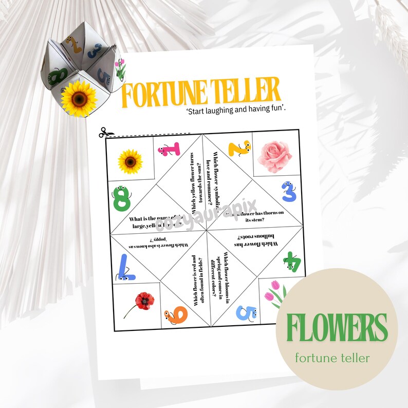 Printable Flower Fortune Teller, Cootie Catcher Game (PDF) - Etsy