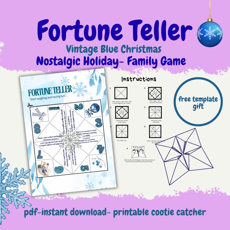 Printable Christmas Fortune Teller Game: Nostalgic Holiday Activity ...
