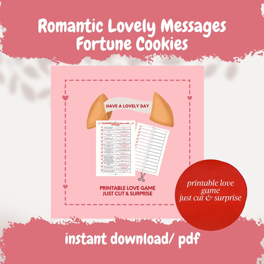 Printable Fortune Cookie Messages: 30 Romantic Notes, DIY Template (PDF ...