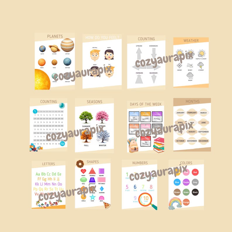Educational Posters-kid's First Learning Kit-preschool Prep Pack-12 ...