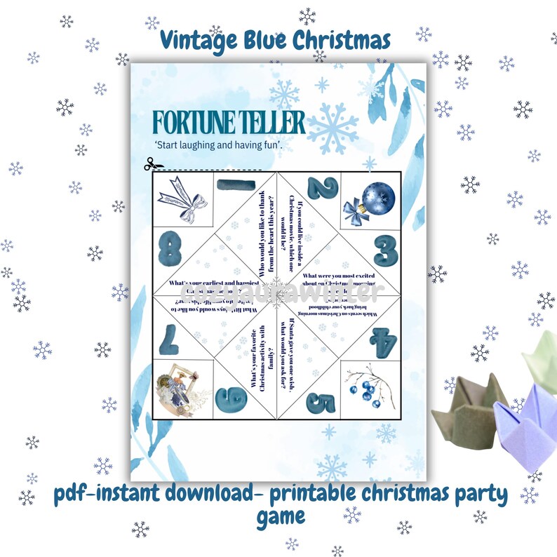 Printable Christmas Fortune Teller Game: Nostalgic Holiday Activity ...