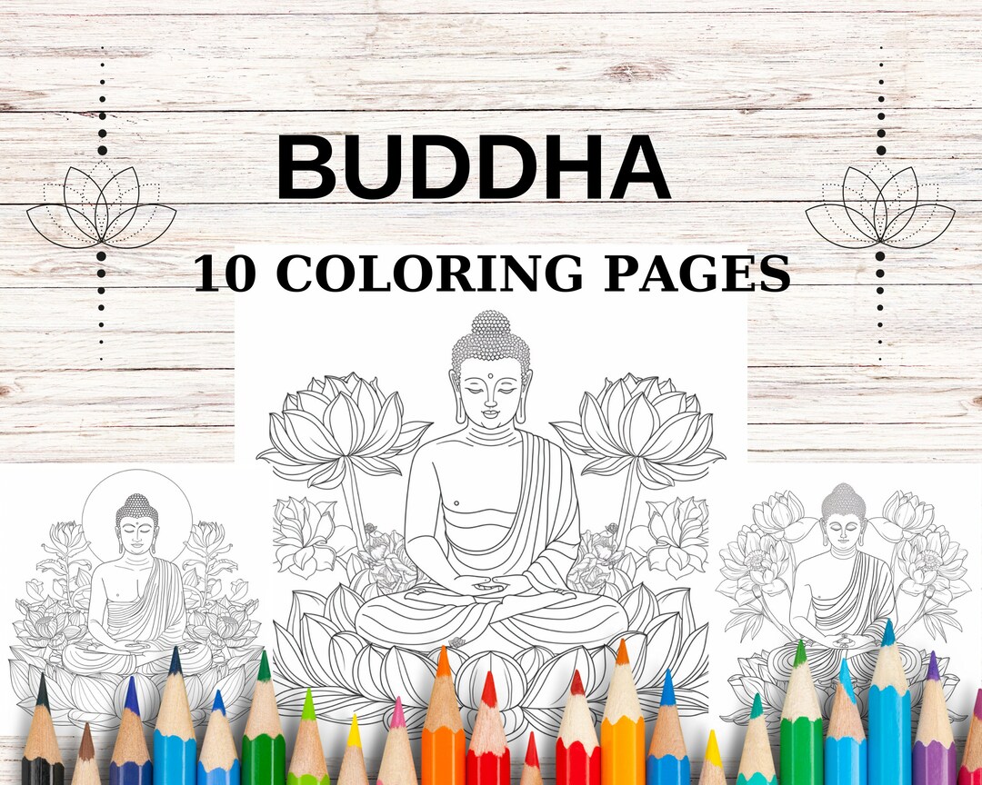 10 Buddha Coloring Pages ,buddhist Relaxing Art Activity for Adults ...