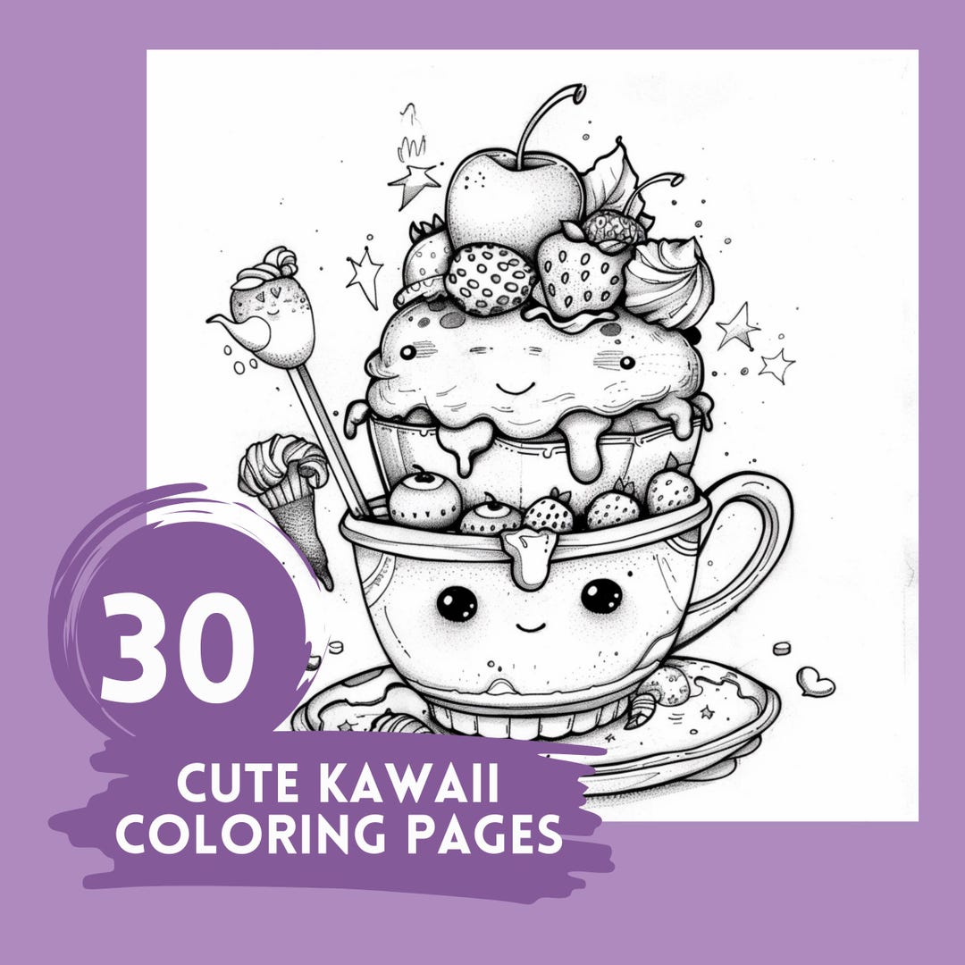 Kawaii Coloring Pages- Cute Cupcake Kawaii Coloring Pages- Printable ...