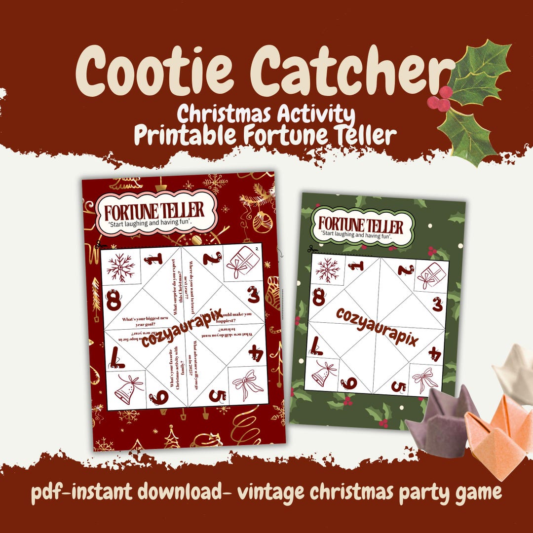 Vintage Christmas Fortune Teller Cootie Catcher Game (printable PDF) - Etsy