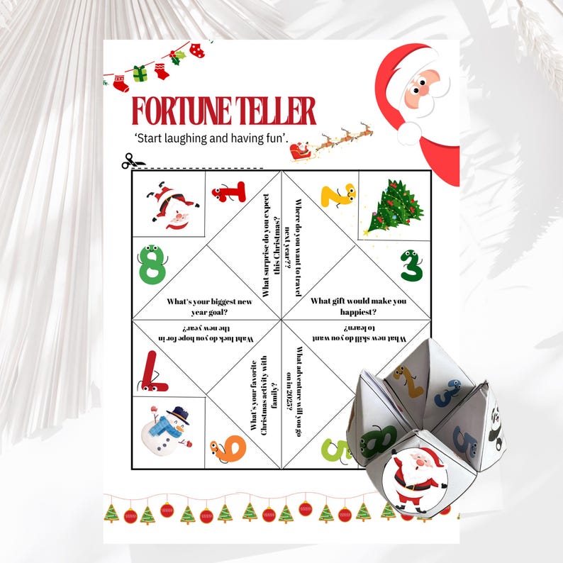 Christmas Fortune Teller-printable Christmas Cootie Catcher Dıgıtal ...