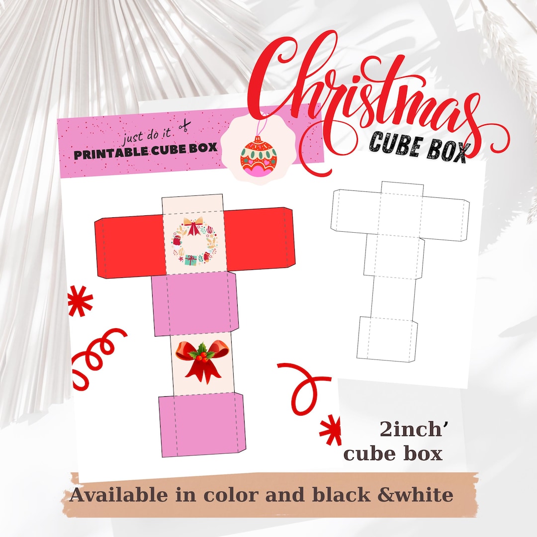 Christmas Printable Cube Box Christmas Printful Cube Box Gifted ...