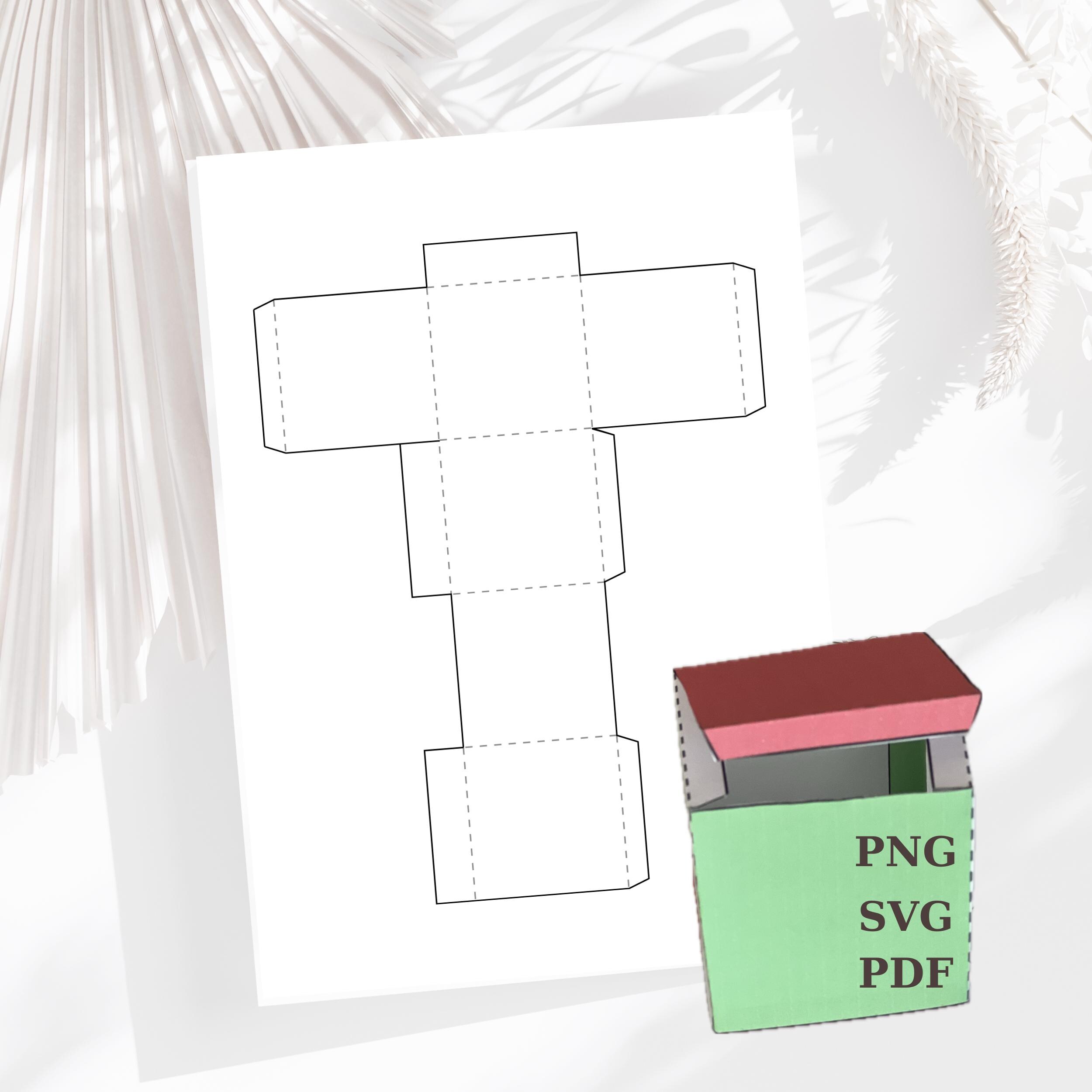 Christmas Printable Cube Box Template,christmas Themed Square Gift Box ...