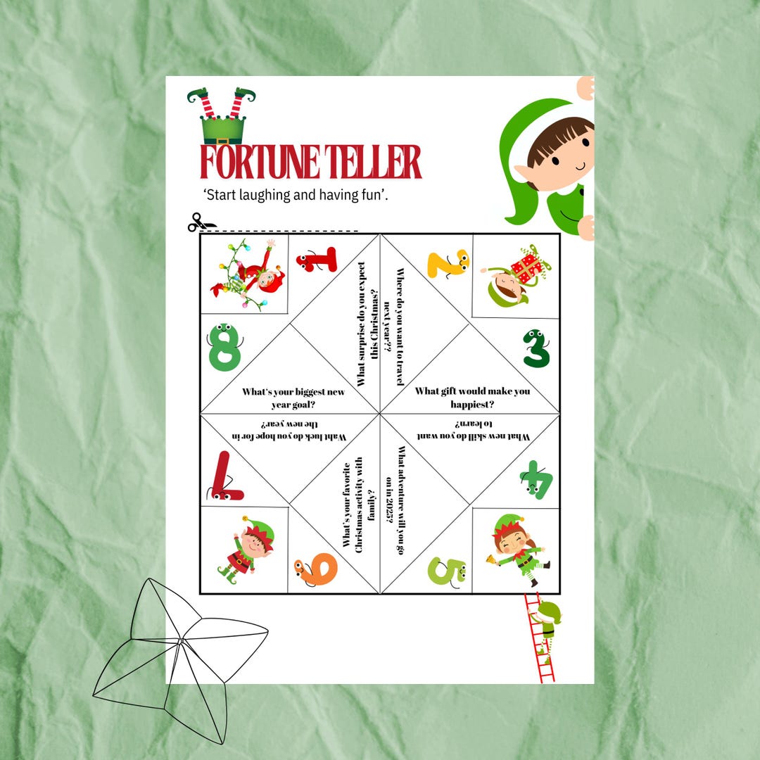 Christmas Fortune Teller Cootie Catcher: Printable Holiday Party Game ...