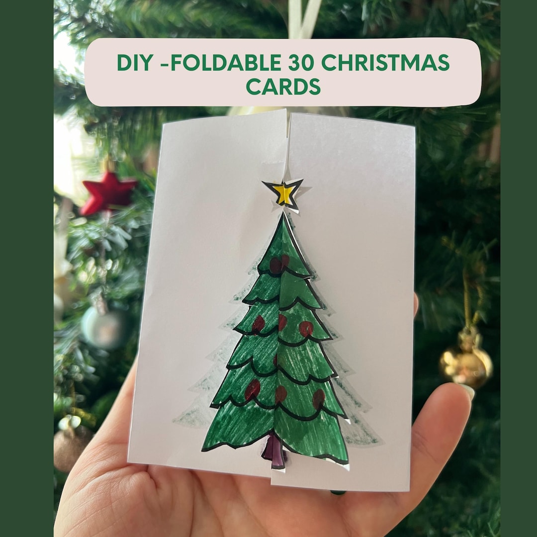 DIY Foldable Christmas Cards-30 DIY Popup Cards- Printable Christmas ...