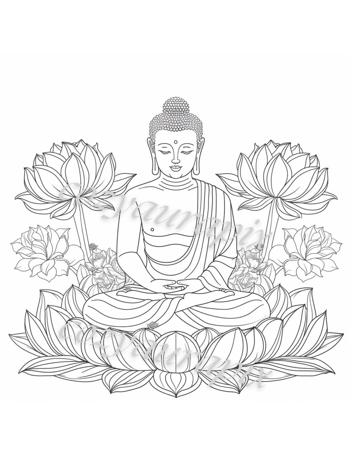 10 Buddha Coloring Pages ,buddhist Relaxing Art Activity for Adults ...