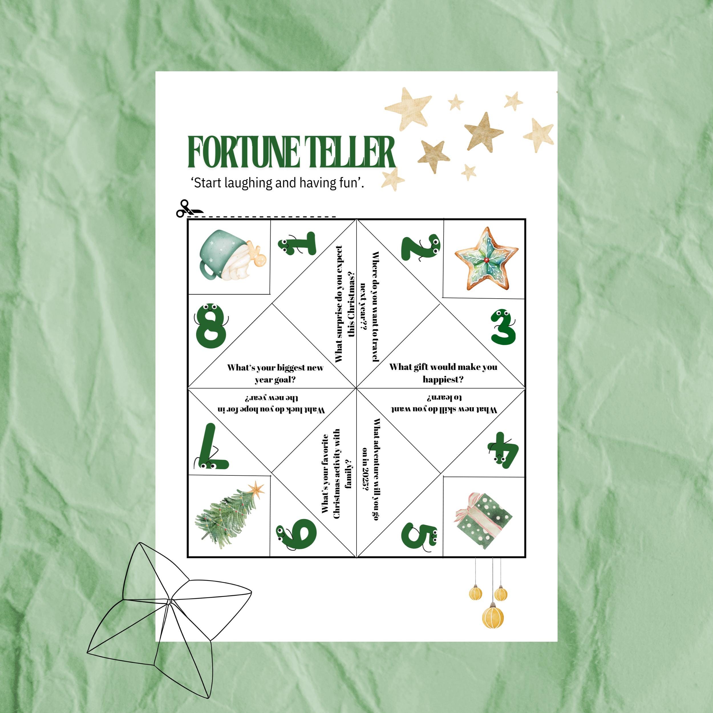 Christmas Printable Fortune Teller-christmas Cootie Catcher Origami New ...