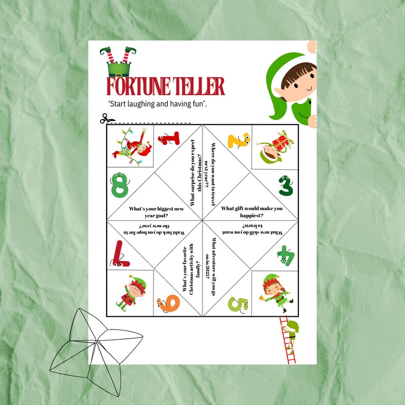 Christmas Cootie Catcher-printable ELF Fortune Teller Origami Christmas ...