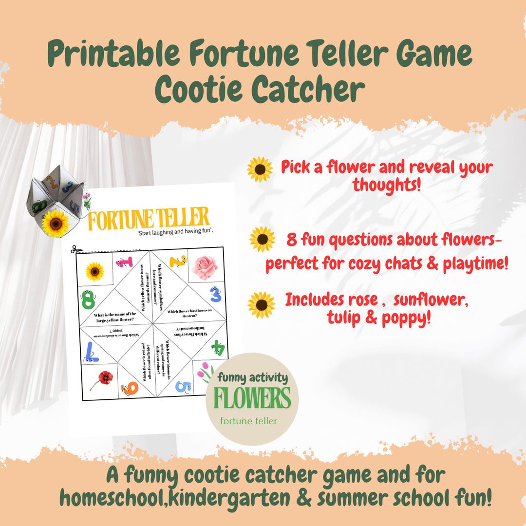 Printable Flower Fortune Teller, Cootie Catcher Game (PDF) - Etsy