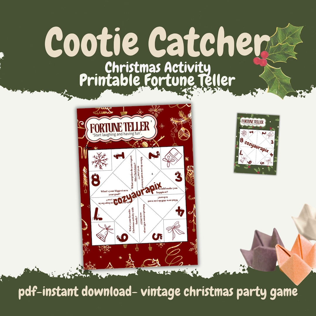 Vintage Christmas Fortune Teller Cootie Catcher Game (printable PDF) - Etsy