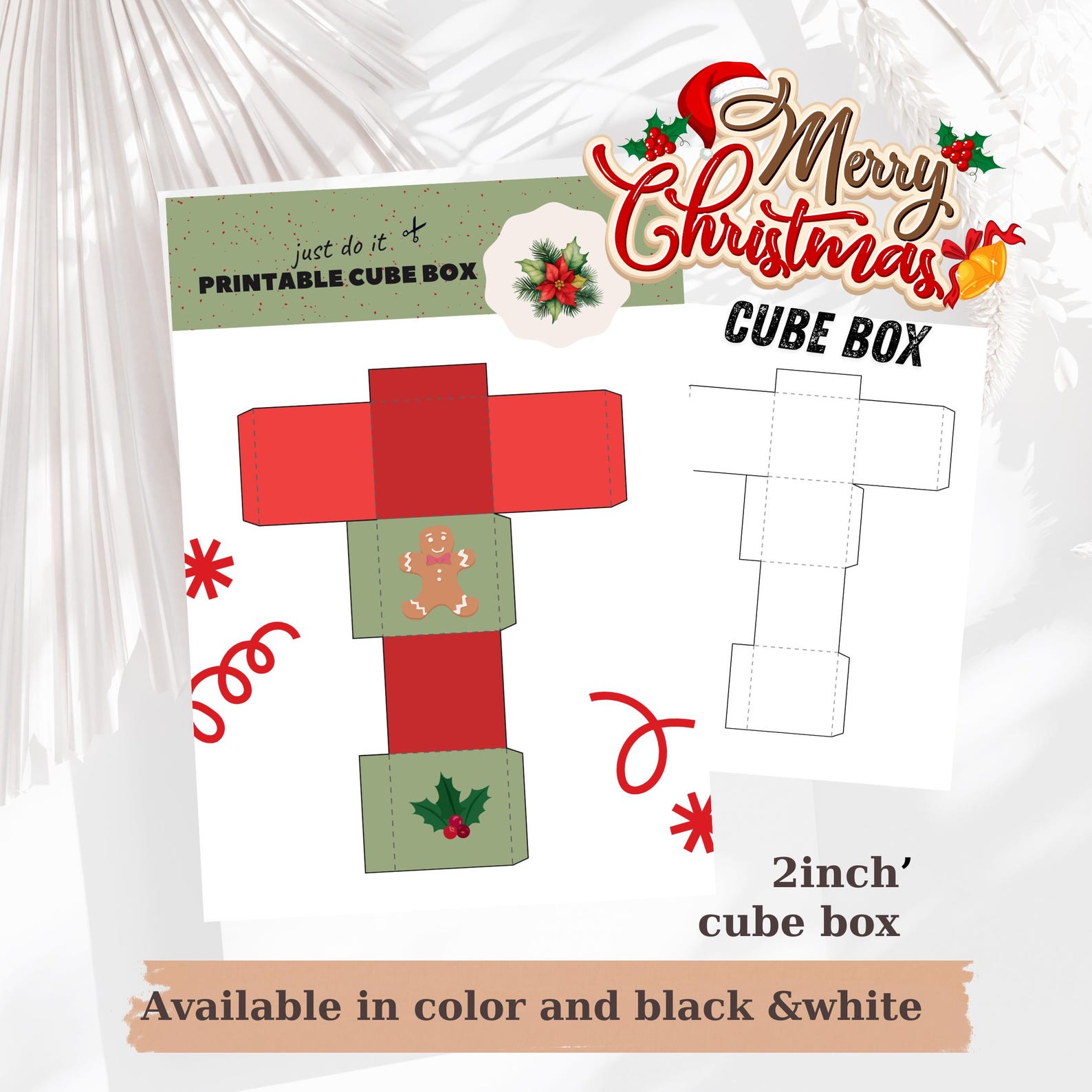 Christmas DIY Craft Cube Box- Printable Christmas Gift Idea- Cube Box ...