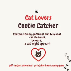 Cat Lovers Printable Cootie Catcher - Funny Question & Silly Fortunes ...