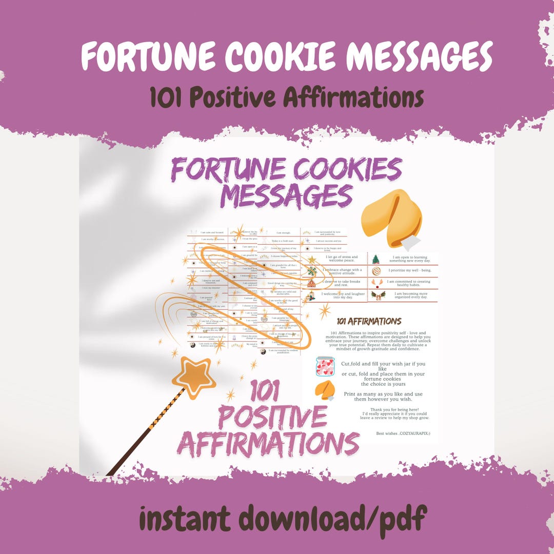 Printable Fortune Cookies Positive Affirmations-daily Motivation ...
