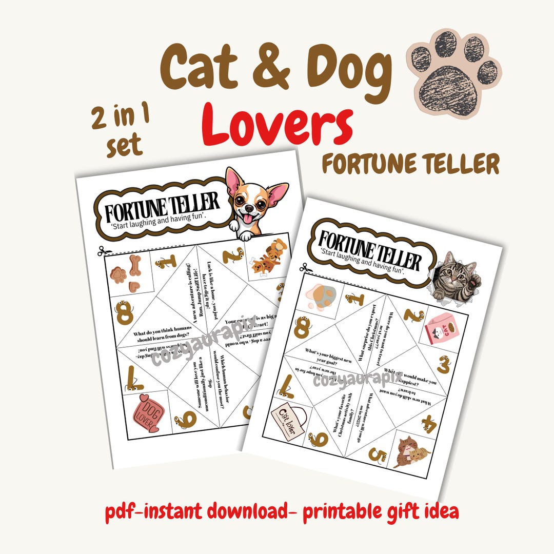 Cat & Dog Lovers Cootie Catcher Game – Printable Fortune Teller (PDF ...