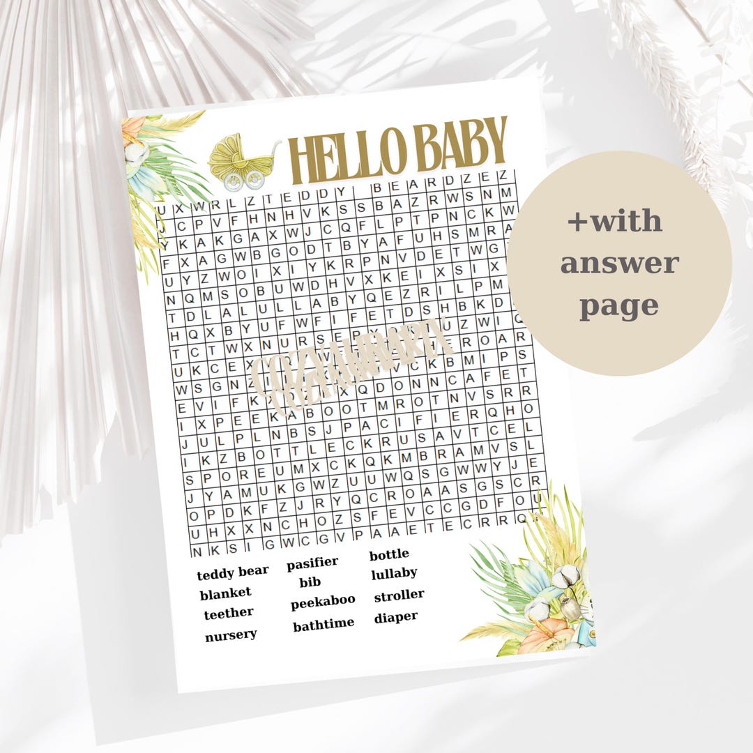 Baby Showers Word Search Party Game Mom to Be Party Game Printable ...