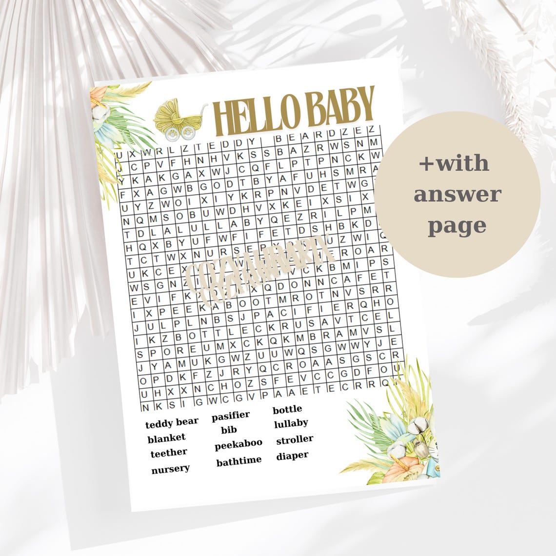 Baby Showers Word Search Party Game- Mom to Be Party Game- Printable ...